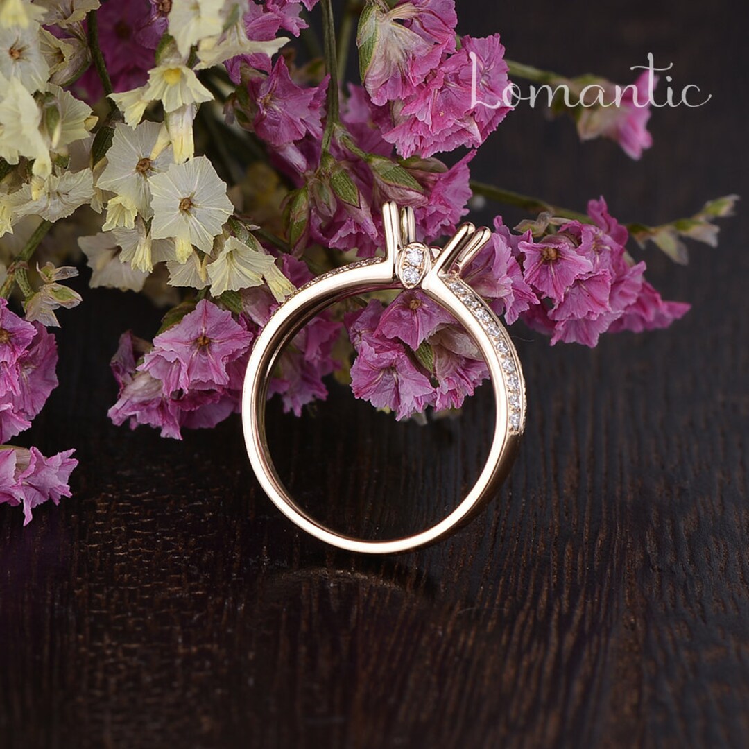 Unique Engagement Ring White Gold Semi Mold Diamond Split - Etsy