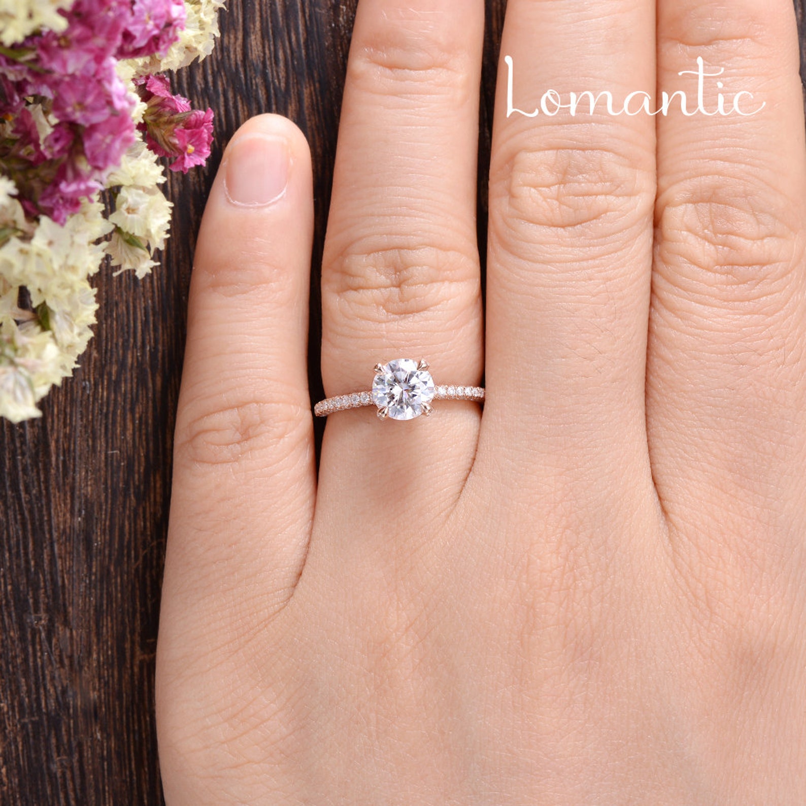 Unique Three Sided Engagement Ring 1ct Moissanite Engagement Ring 3D ...