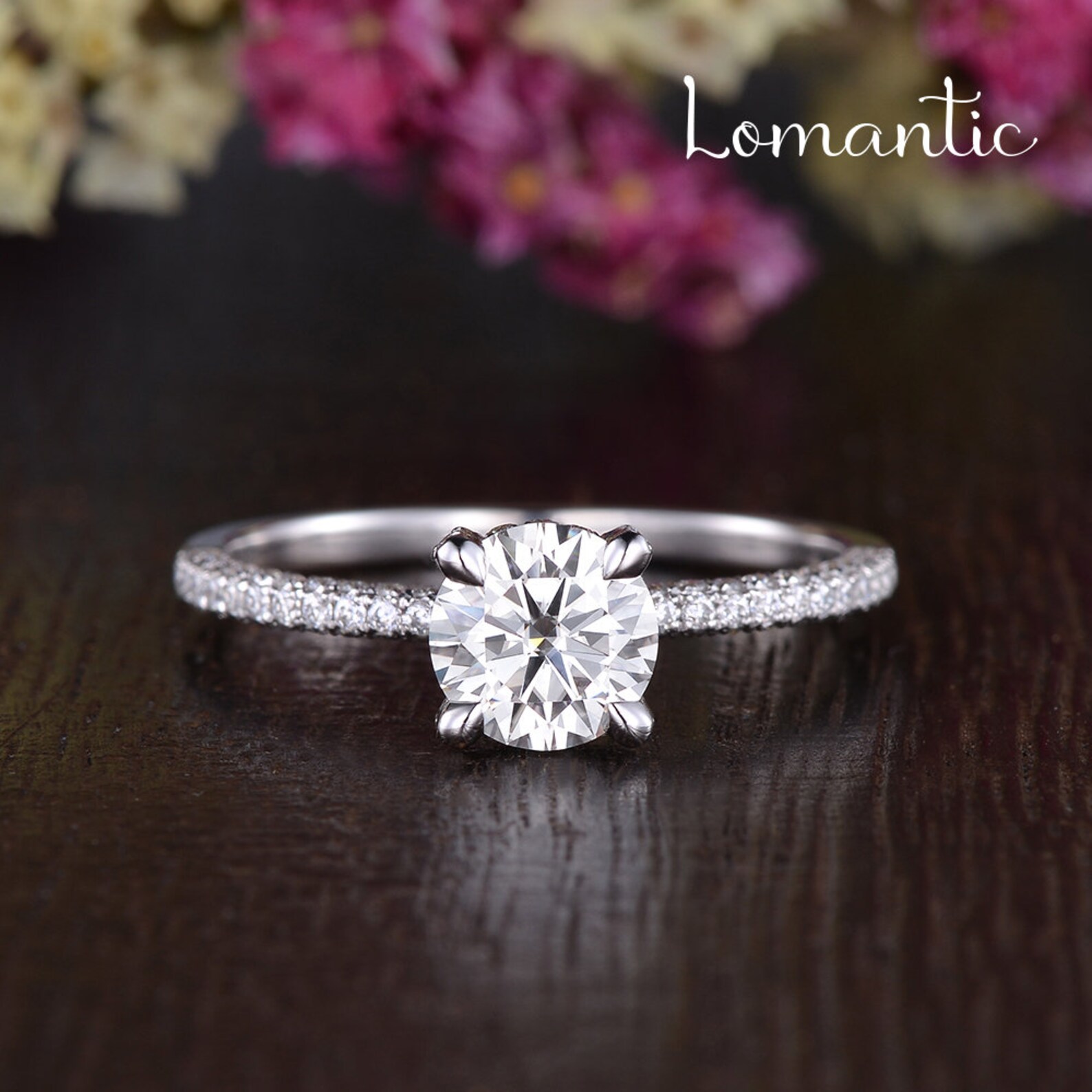 Unique Three Sided Engagement Ring 1ct Moissanite Engagement Ring 3D ...