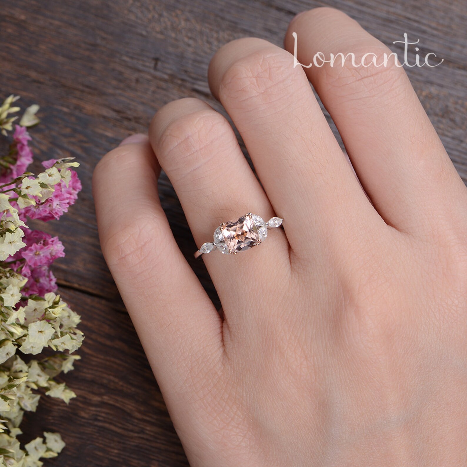 Unique Morganite Ring Rose Gold Morganite Engagement Ring - Etsy