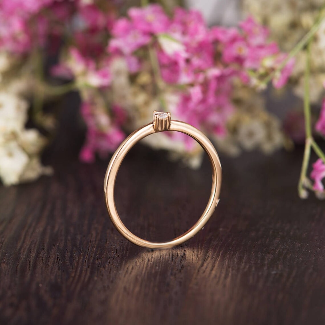 Pear Shaped Diamond Ring Gold Engagement Ring Stacking Mini | Etsy
