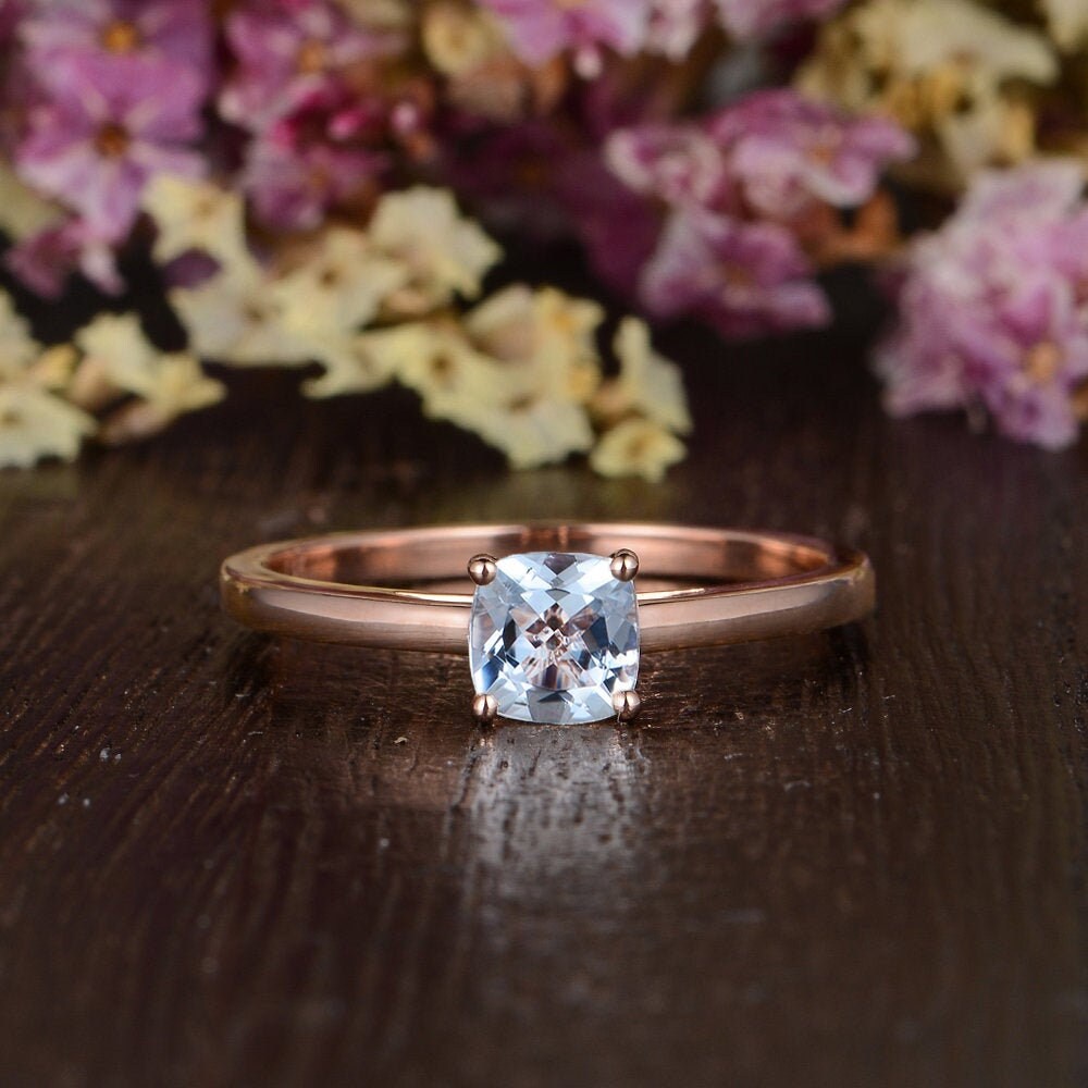Mini Engagement Ring Rose Gold Engagement Ring Cushion Cut | Etsy