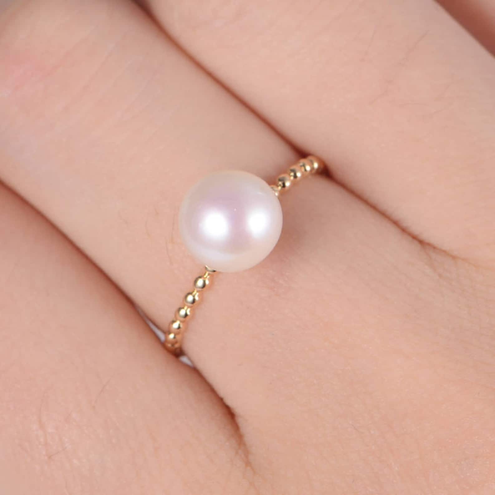 Pearl Engagement Ring Solitaire Wedding Bridal Ring Antique - Etsy