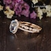 Aquamarine Engagement Ring Rose Gold Ring Set March Birthstone Oval Cut ...