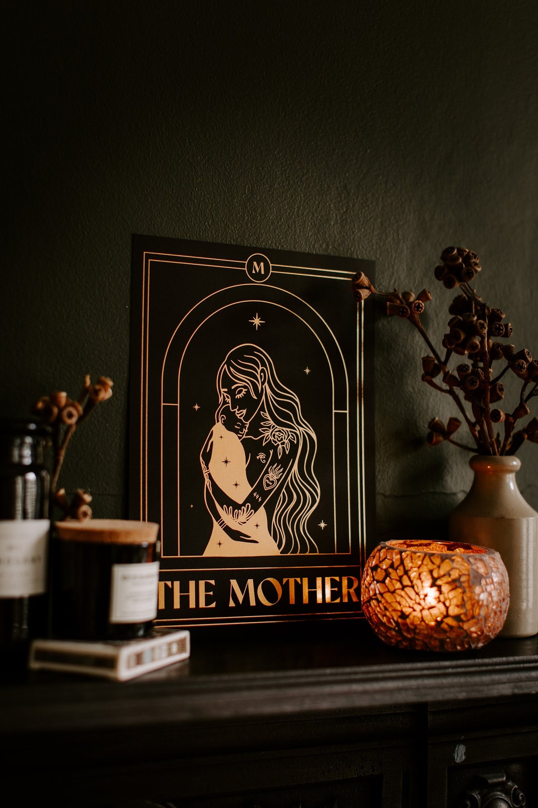 THE MOTHER Tarot Print A4 / Black and Gold Foil Print / Mothers Day ...