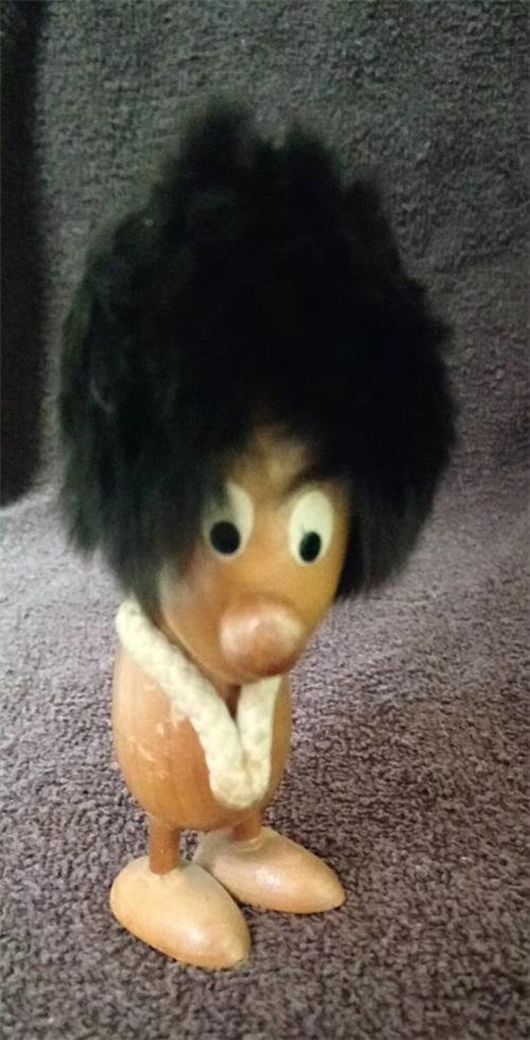 Vintage Retro 1960s Wooden Doll / Gonk / Figure Fuzzy Hair Rope Arms - Etsy