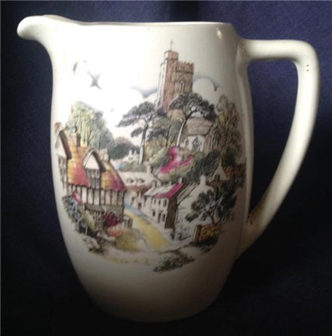 Vintage Jug New Devon Pottery Newton Abbot England Village / Church ...