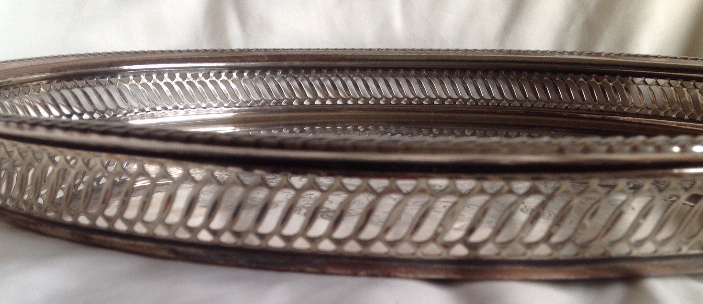 Large Oval Silver Plate Serving Tray Gallery Fretwork Central - Etsy