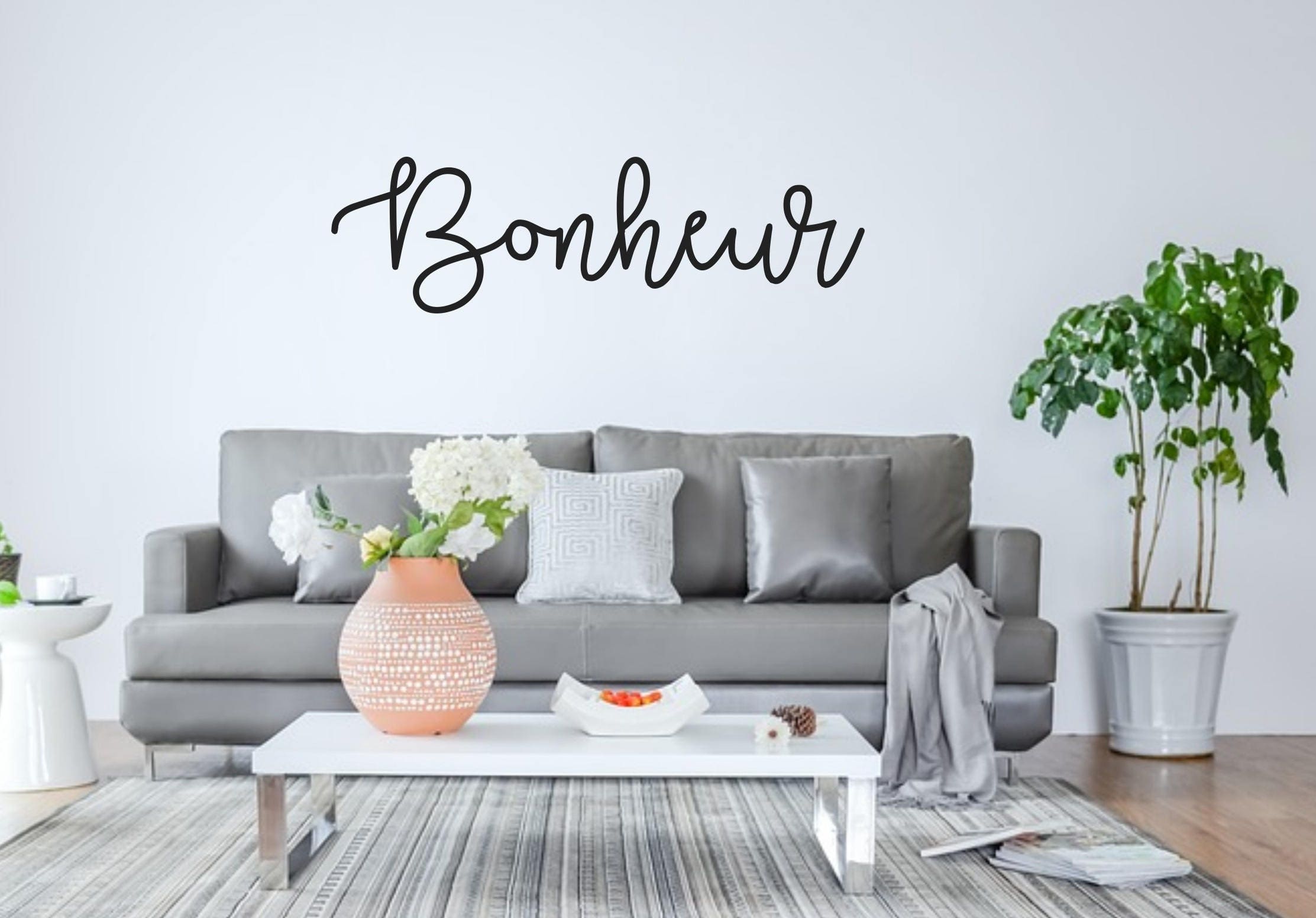 Mot "Bonheur" en bois à accrocher - stickers - lettre en bois ...