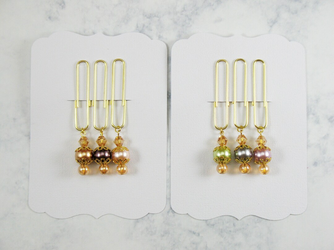 Gold Pearl Paper Clips, Set of 3 Flower Planner Paper Clips, Tn Clips ...
