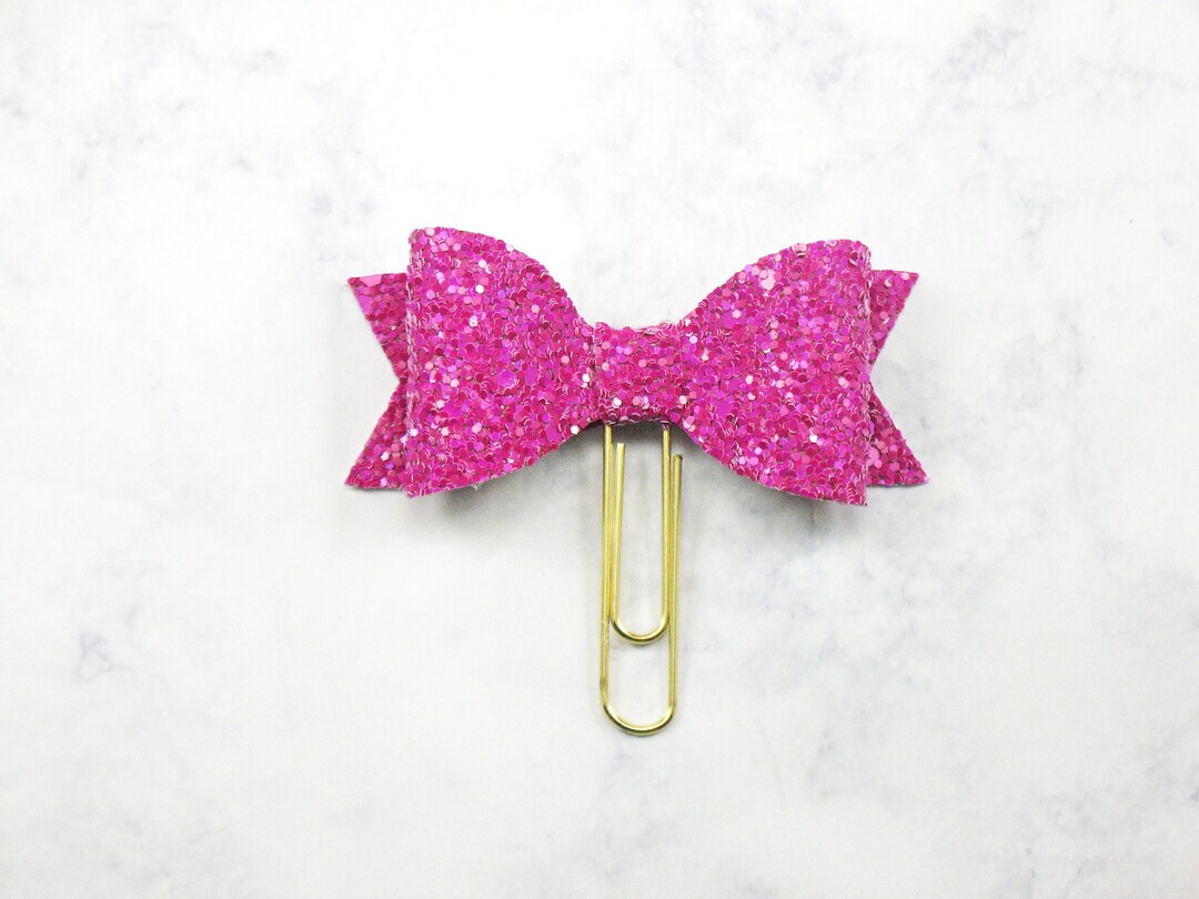 Bow Planner Paper Clip, Pink Glitter Bow Planner Clip, Planner Paper ...