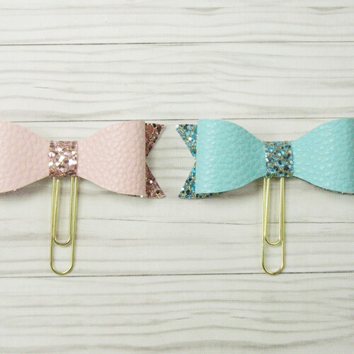 Bow Planner Paper Clips Faux Leather Bow Planner Clip - Etsy