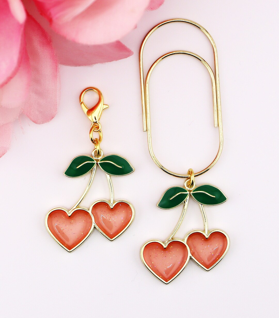 Heart Cherry Planner Charm, Planner Dangle Charm, Planner Bookmarks ...
