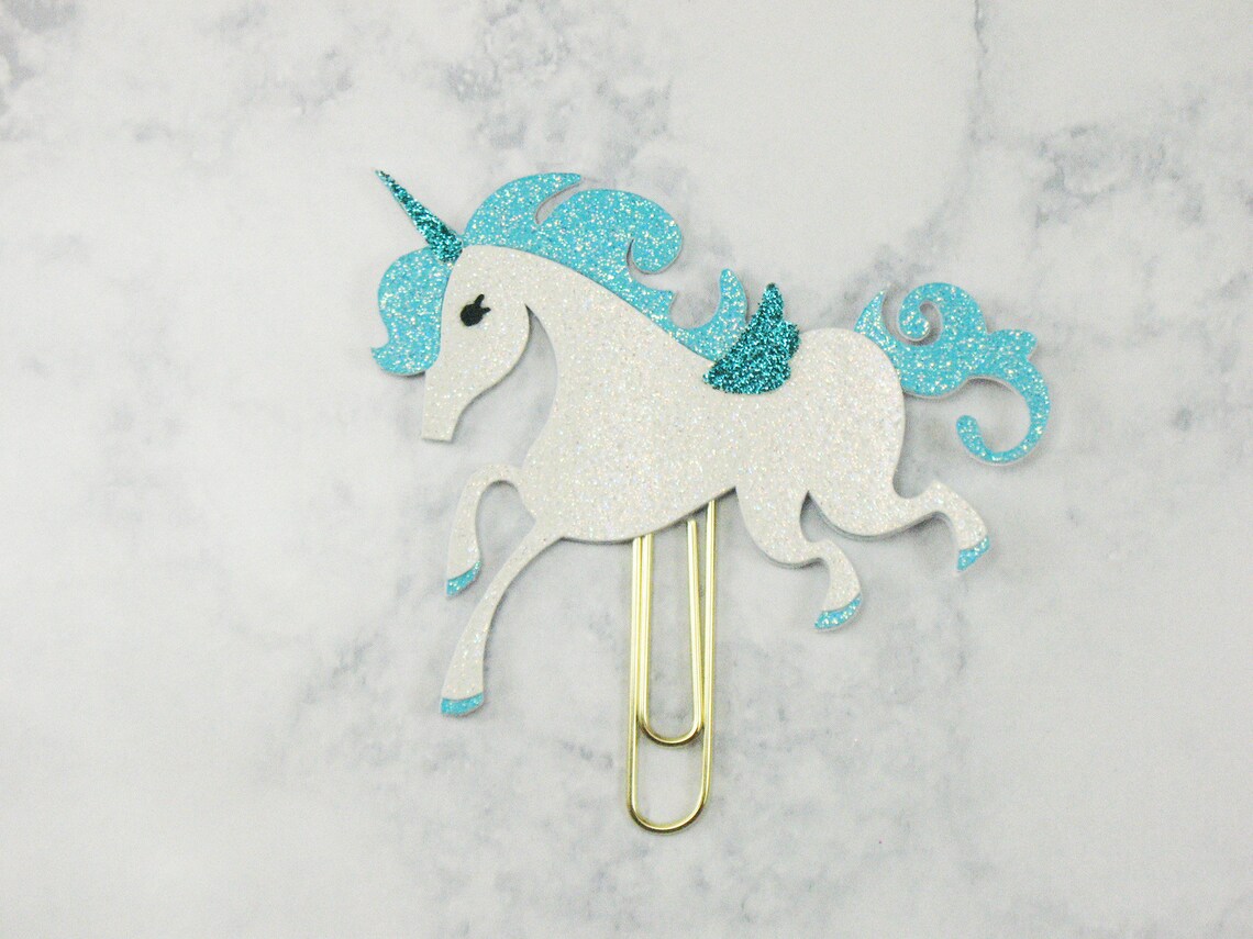 Unicorn Paper Clip Blue Unicorn Paperclip Magical Unicorn | Etsy