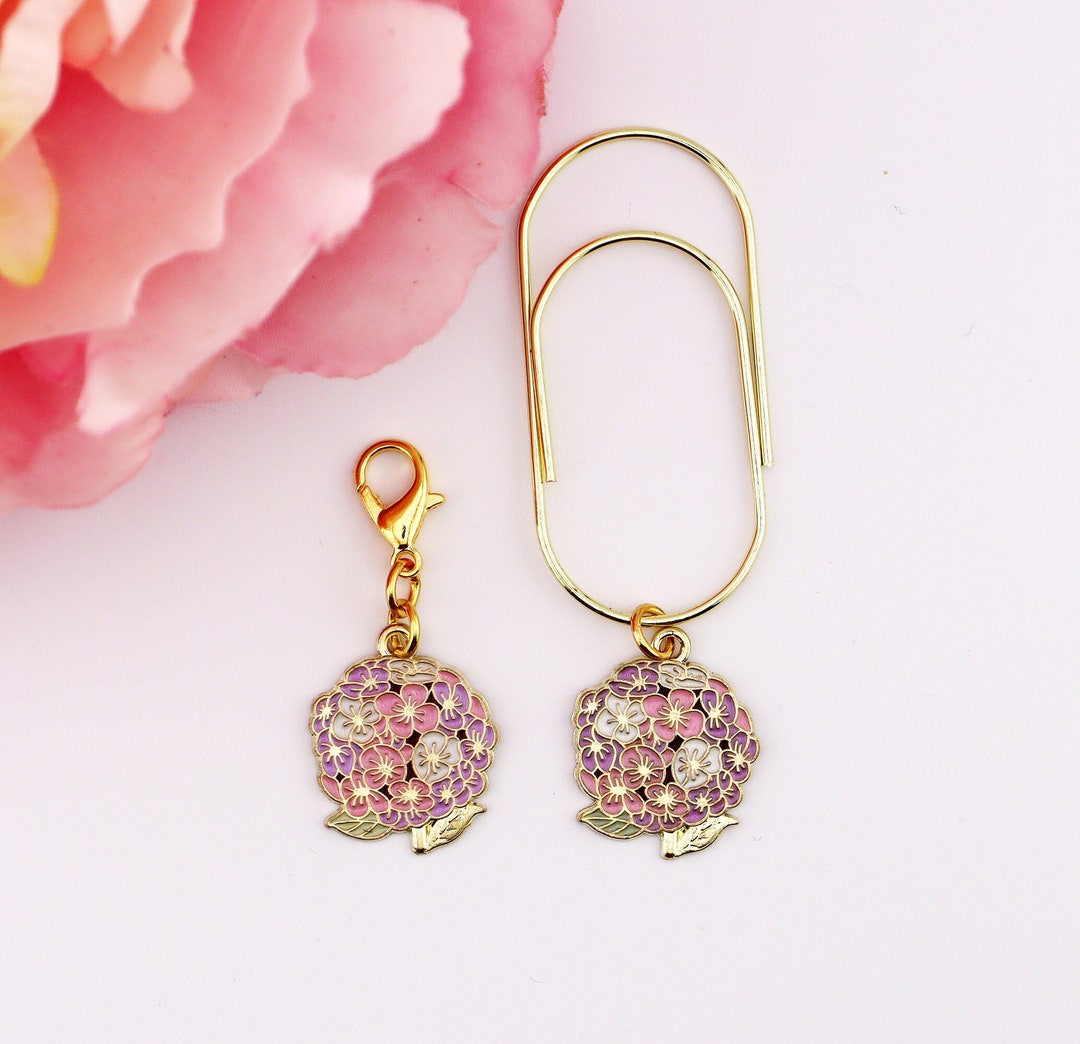 Flower Planner Charm, Pink and Purple Flower Charm, Travelers Notebook ...