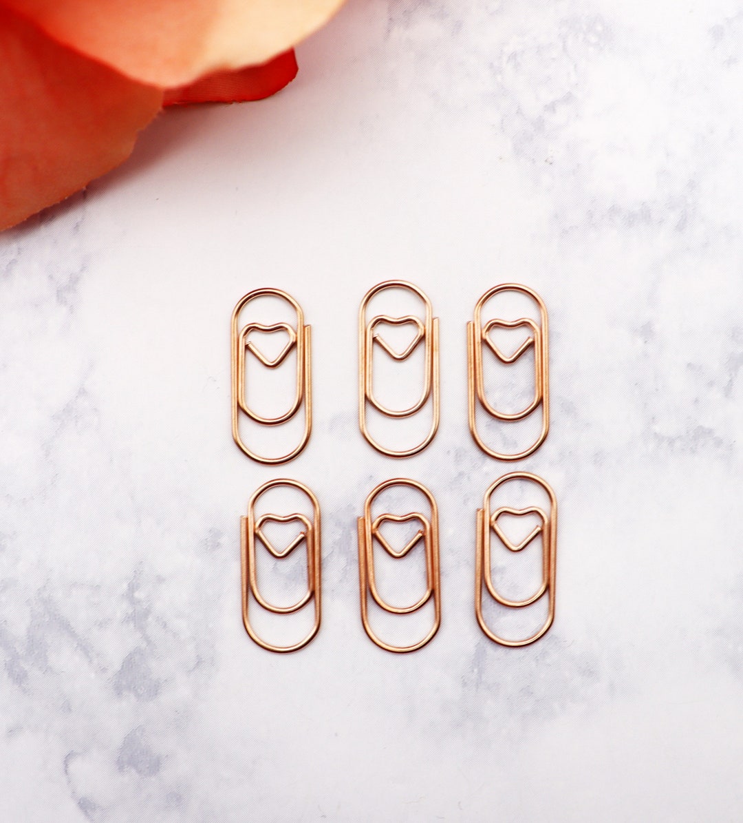 Rose Gold Heart Paper Clips - 3/4" Inch - Set of 6 - Heart Clip ...