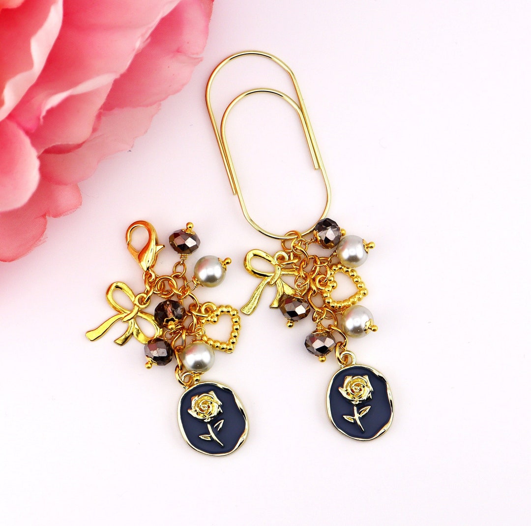 Rose Planner Charm/ Gray Rose Planner Charm/ Travelers Notebook Charms ...