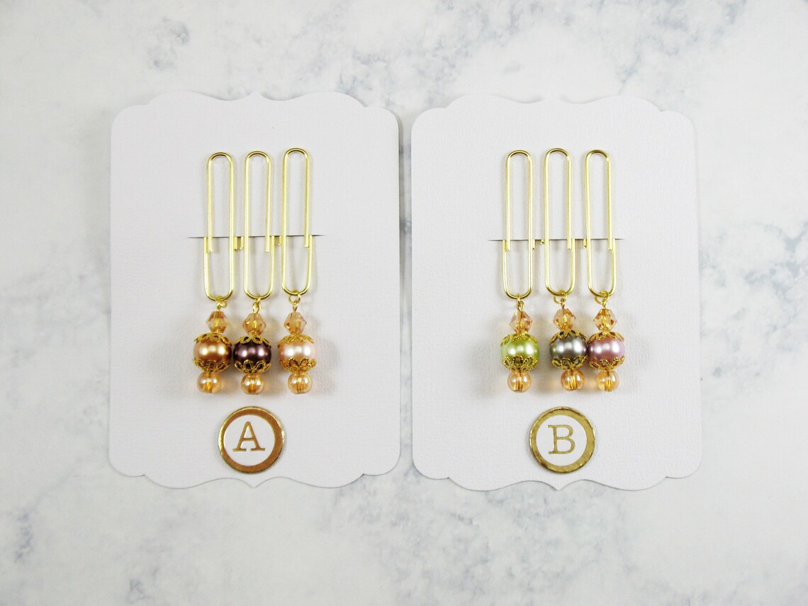 Gold Pearl Paper Clips, Set of 3 Flower Planner Paper Clips, Tn Clips ...