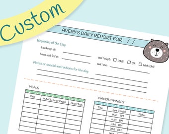 Printable Nanny Log Daily Infant Care Sheet Babysitter Caregiver Baby ...
