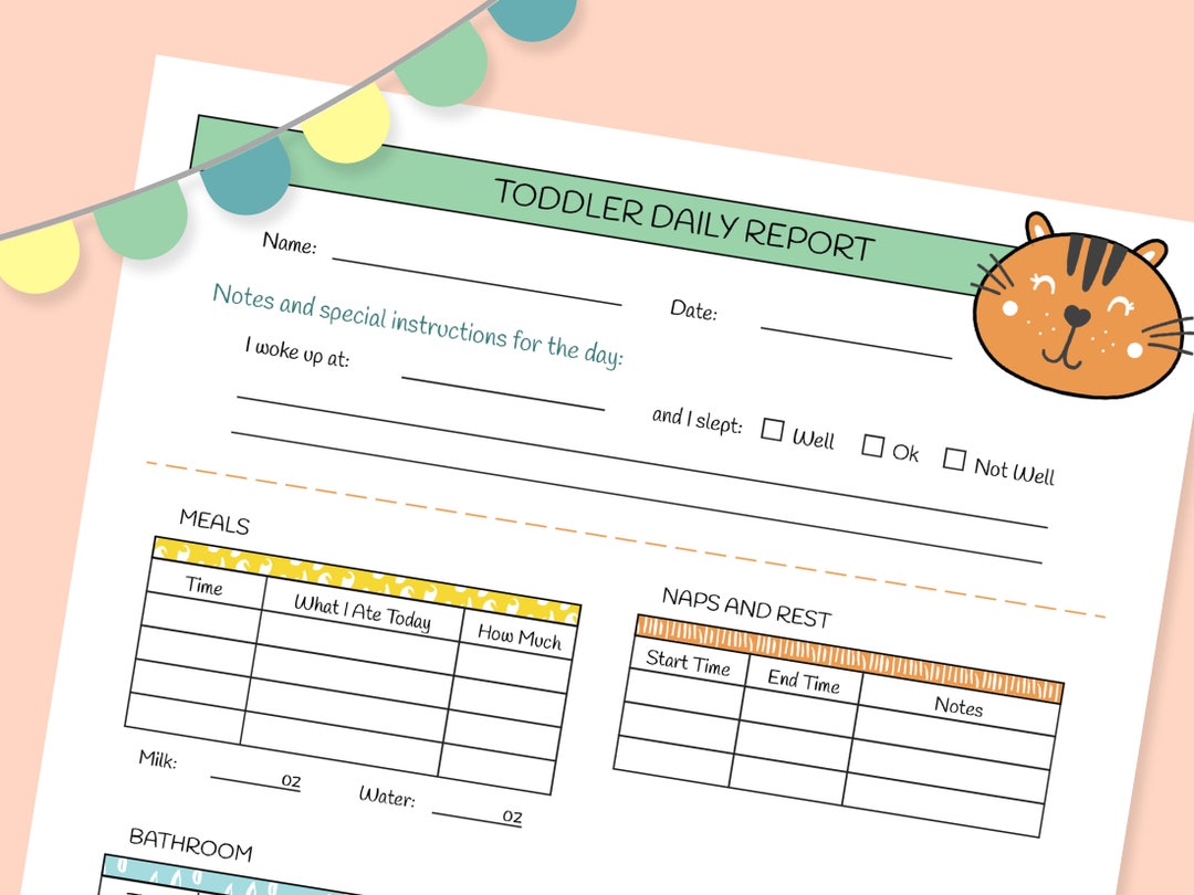 Printable Nanny Log - Daily Toddler Care Sheet - Babysitter Caregiver ...
