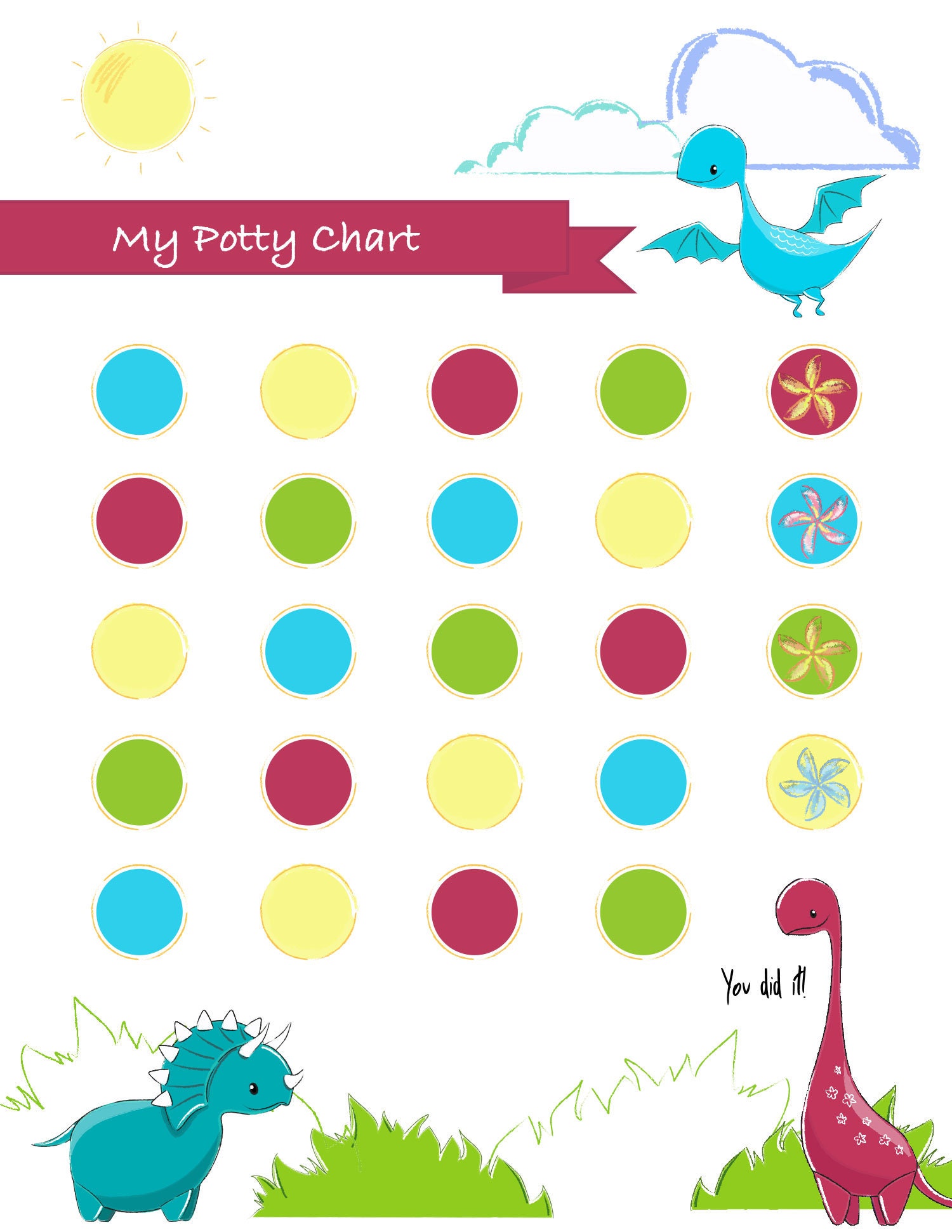 Printable Potty Training Chart - PDF Instant Download - Etsy