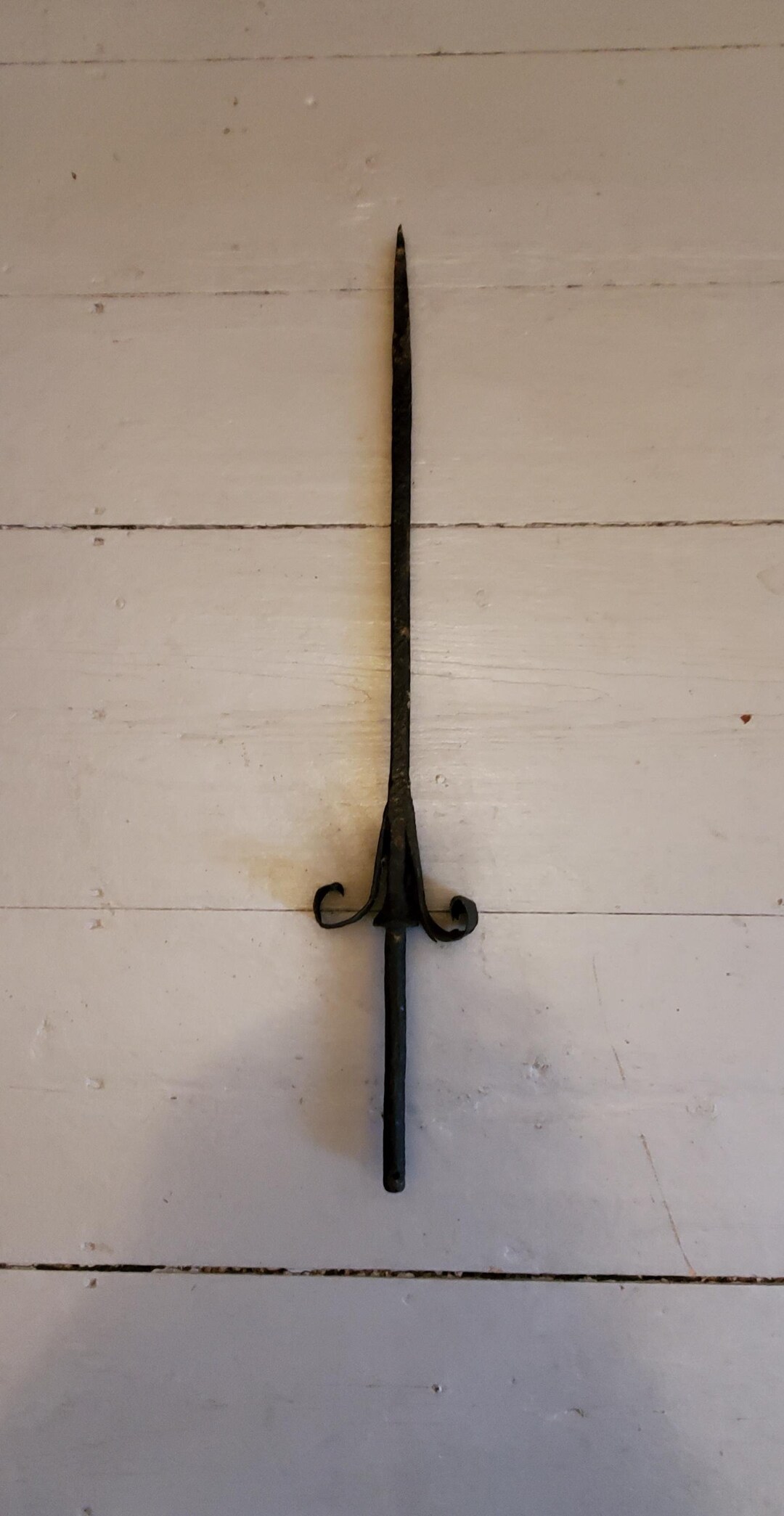 19th C Hand Forged Iron Spire: Architectural Salvage Wall Decor (21 1/4 ...