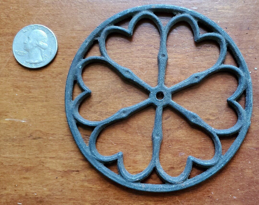 4 Old Cast Iron Bell Pull Toy Wheel W/ Hearts, 19th C. Rolling Bell Toy ...