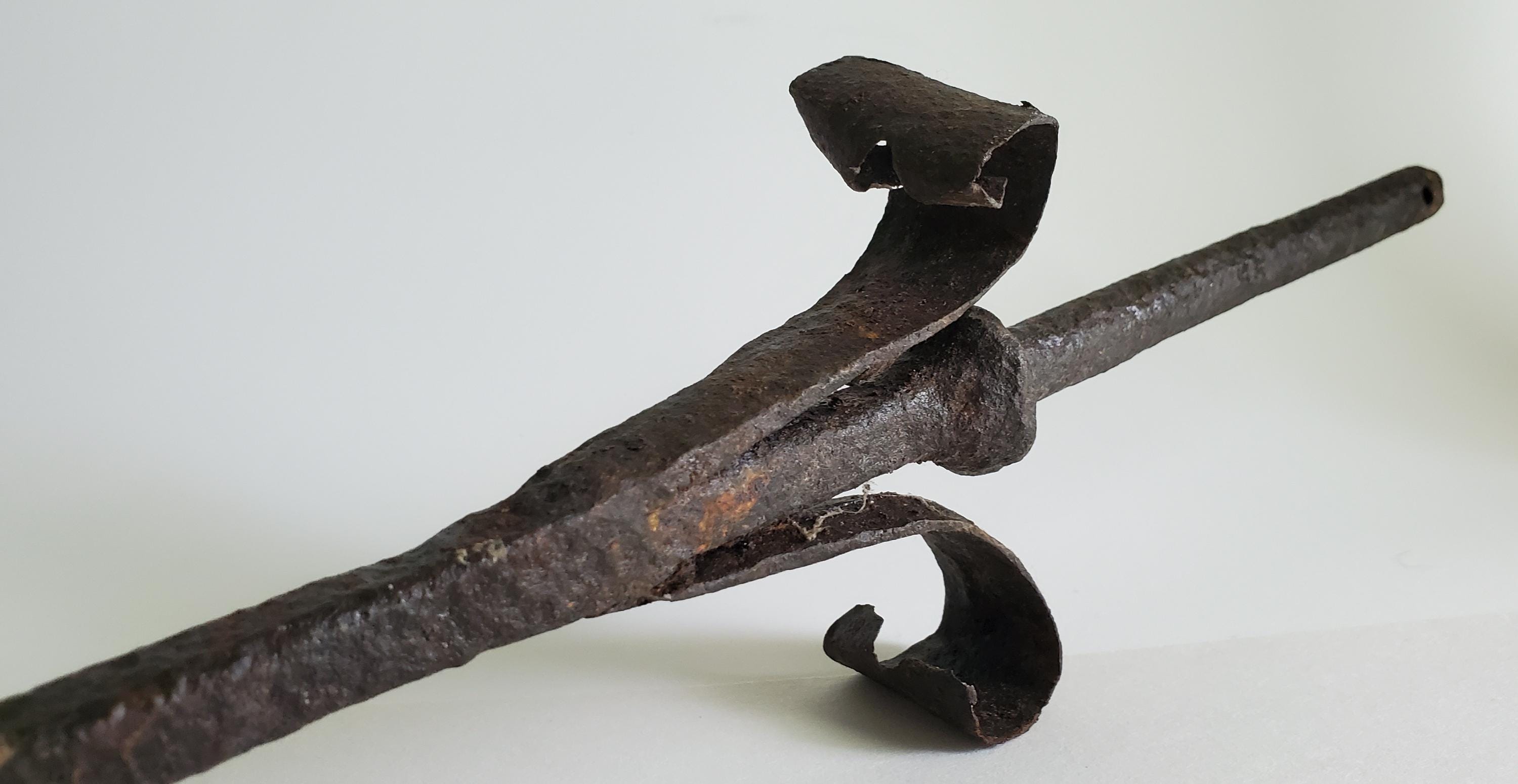 19th C Hand Forged Iron Spire: Architectural Salvage Wall Decor (21 1/4 ...