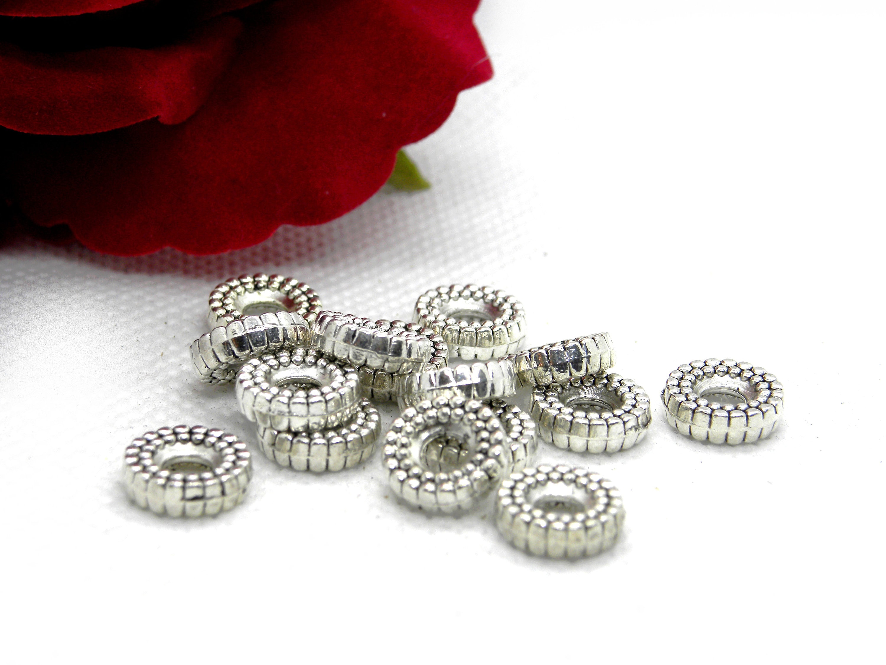 Perla de metal india perla arandela de plata perla redonda | Etsy