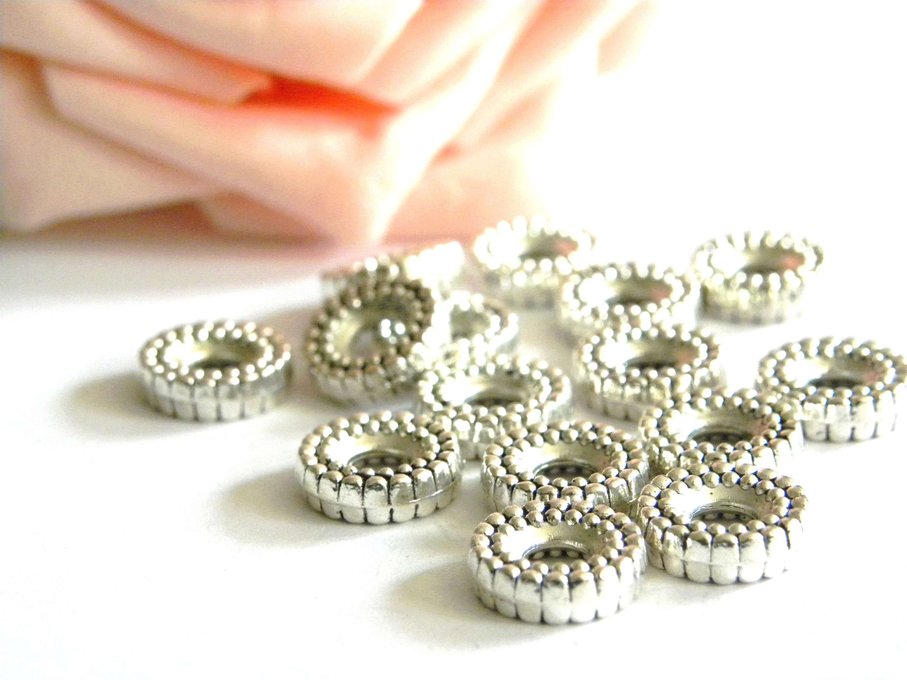 Perla de metal india perla arandela de plata perla redonda | Etsy