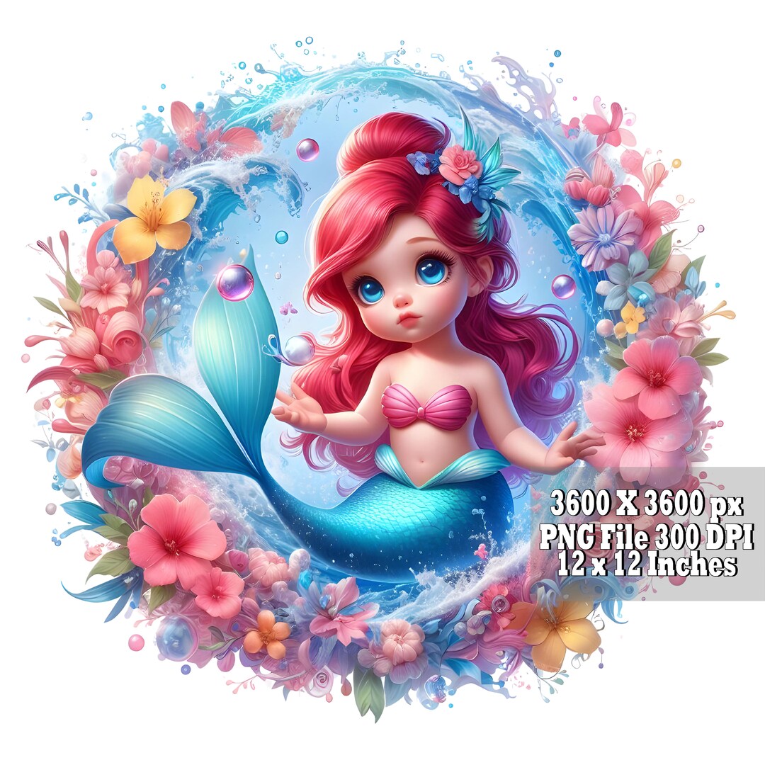 PNG the Little Mermaid Design, Princess Ariel Png, Under the Sea Png ...