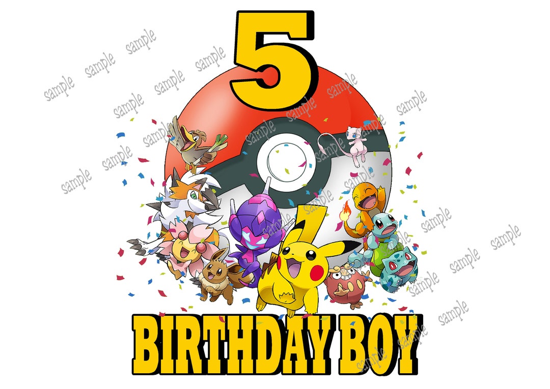 5to cumpleaños Png Dibujos animados PNG Pika Png Descarga - Etsy México