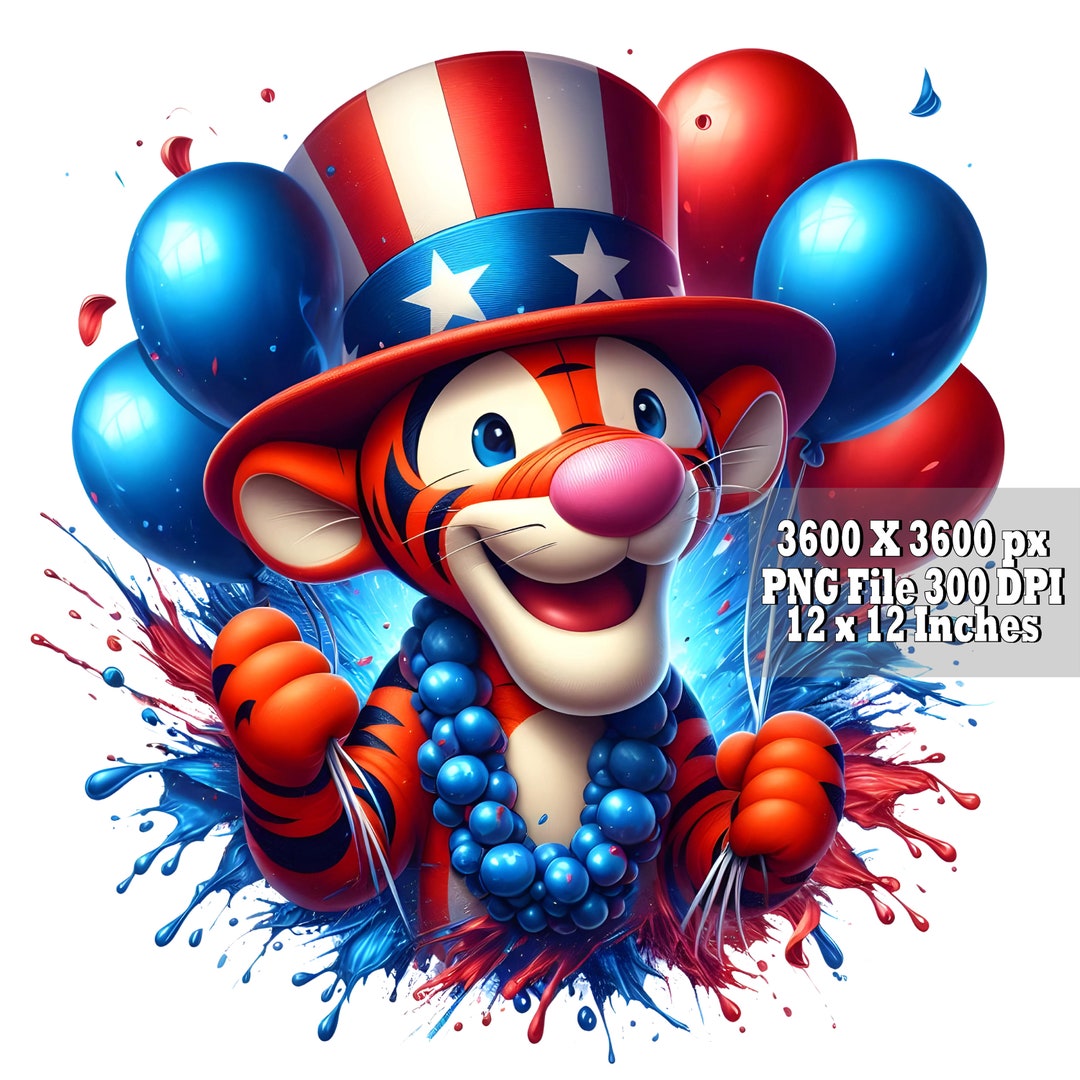 Tigger 4th of July PNG Design, Tigger Tiger Liberty Png, Red White Blue ...