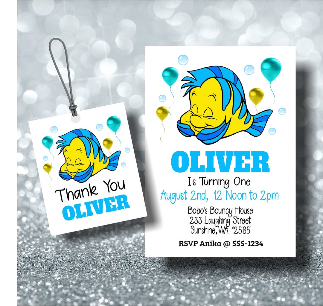 Editable Flounder Birthday Invitation Template Little Mermaid - Etsy
