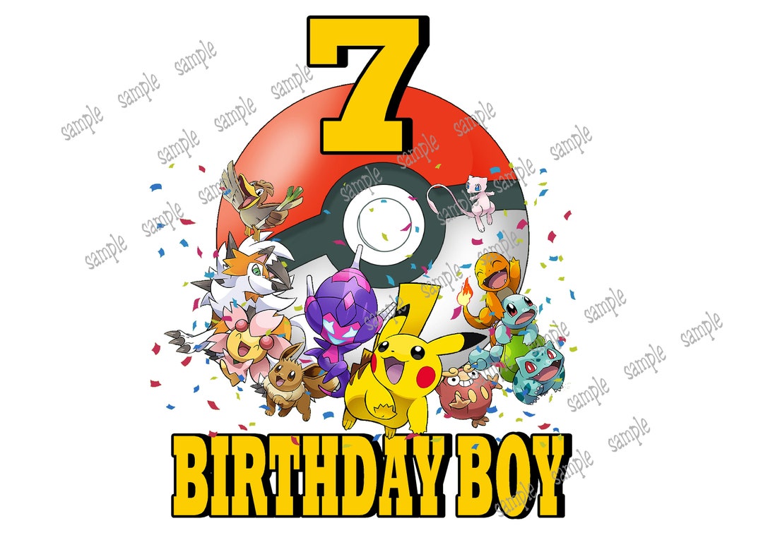 7th Birthday Png, Cartoon PNG, Pika Png, Digital Download Sublimation ...