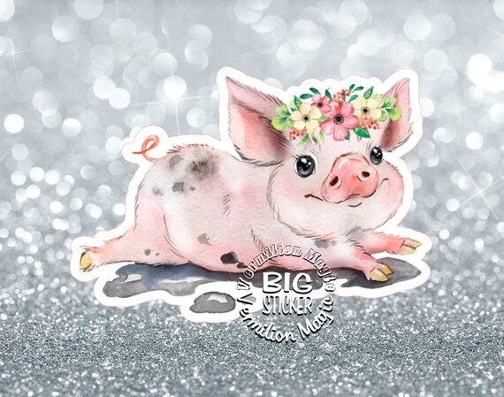 Electronics & Accessories Decals & Skins vinyl decal floral pig sticker ...