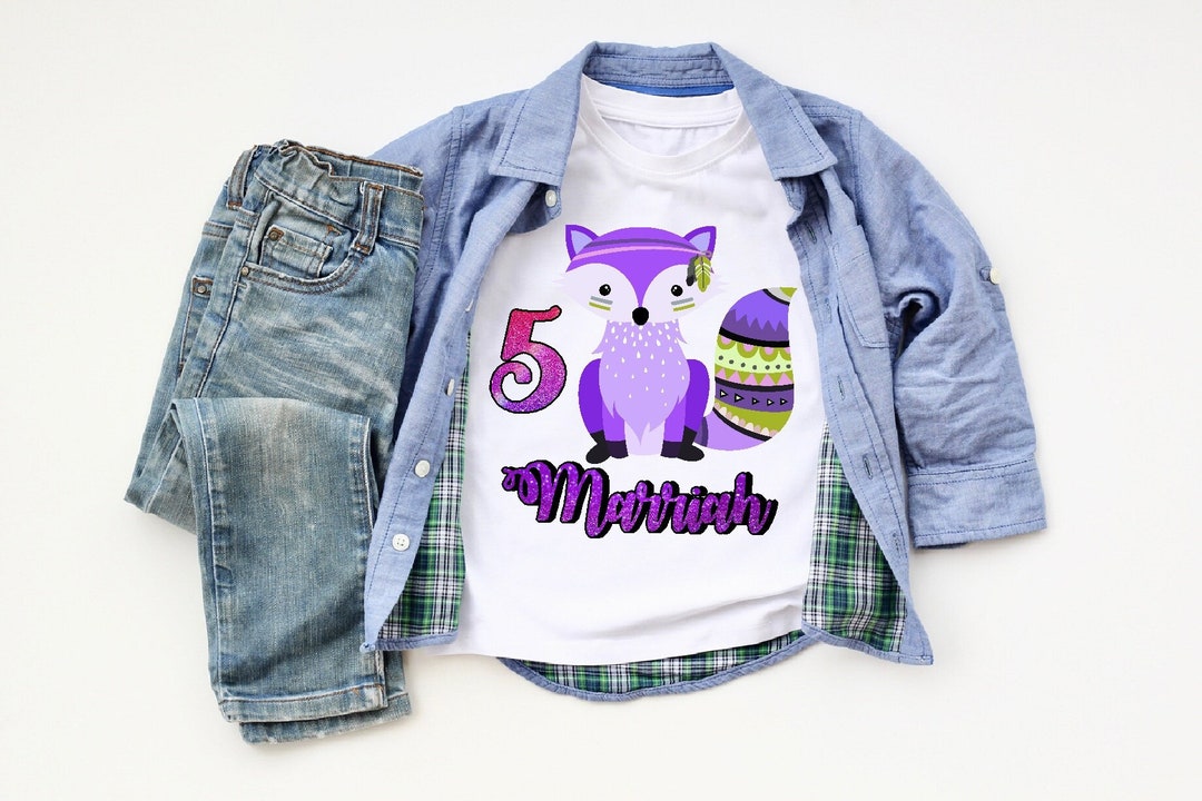 Purple Fox Birthday Png, Woodland Fox Png, ANY Name Age, Personalized ...