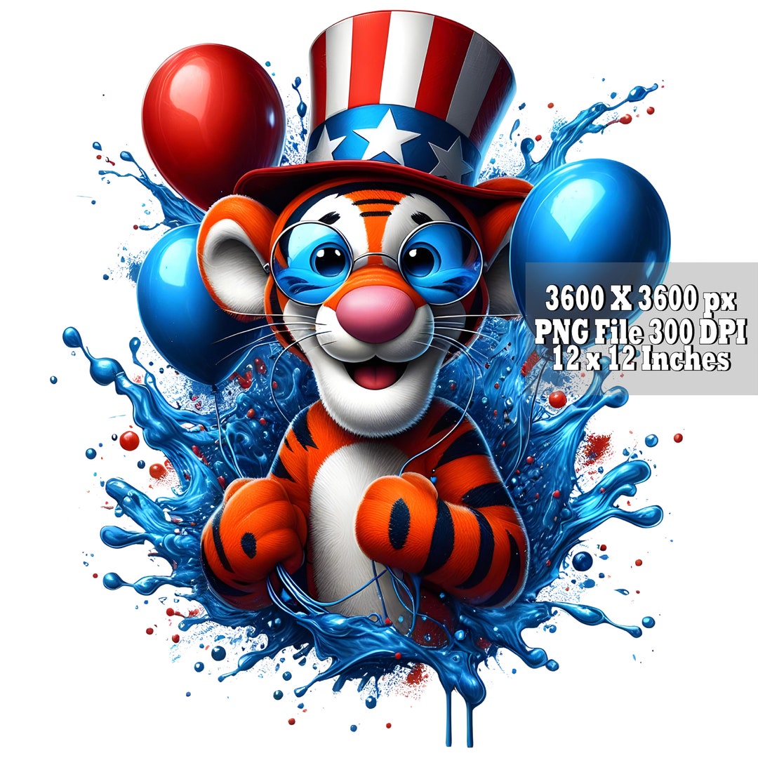 Tigger 4th of July PNG Design, Tigger Tiger Liberty Png, Red White Blue ...
