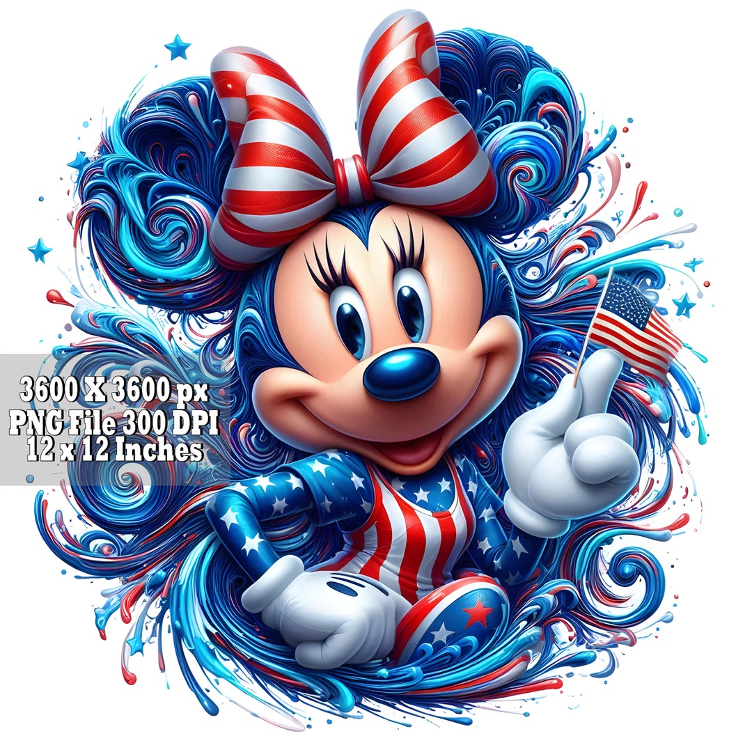 Minnie Mouse 4th of July PNG Design, Big Bow Liberty Png, Red White ...
