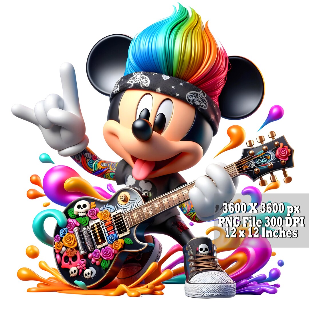 PNG Mickey Mouse Music Design, Electric Guitar Png, Mohawk Skull Tattoo ...