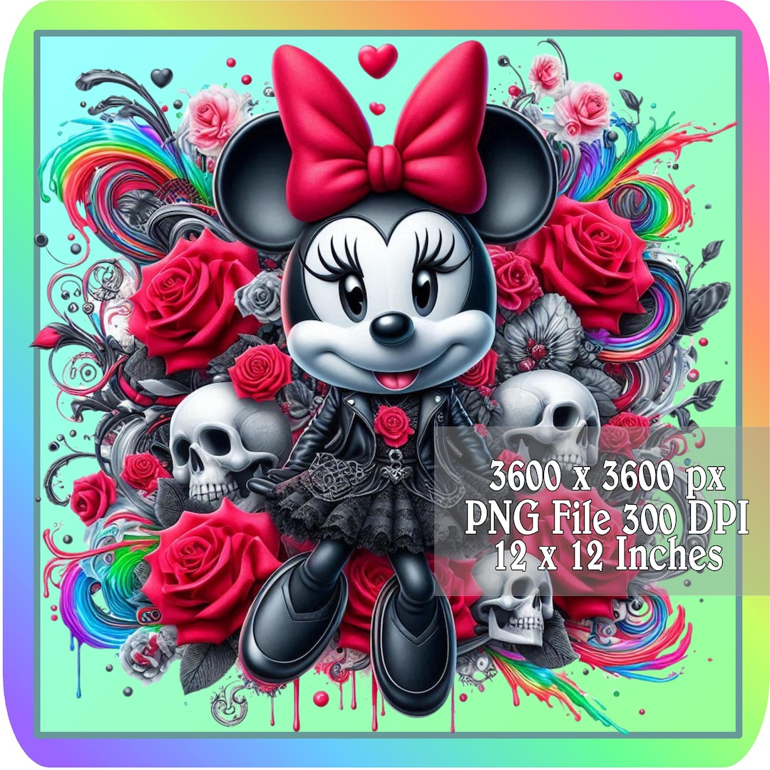 Minnie Mouse Png, Goth Minnie Image, Red Rose Minnie Mouse Png ...