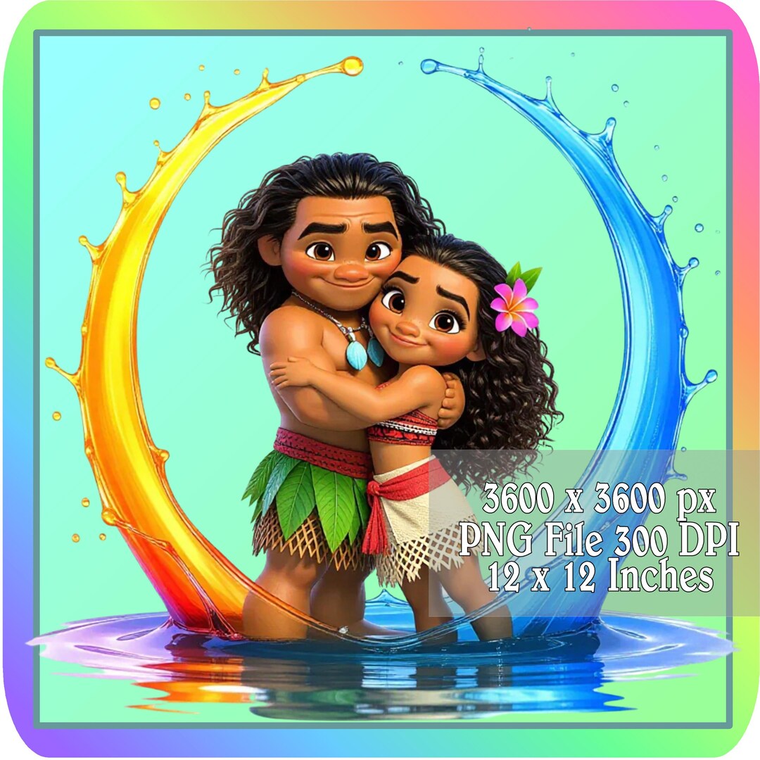 Moana and Maui Png, Tropical Moana Image, Rainbow Hawaiian Splash Png ...