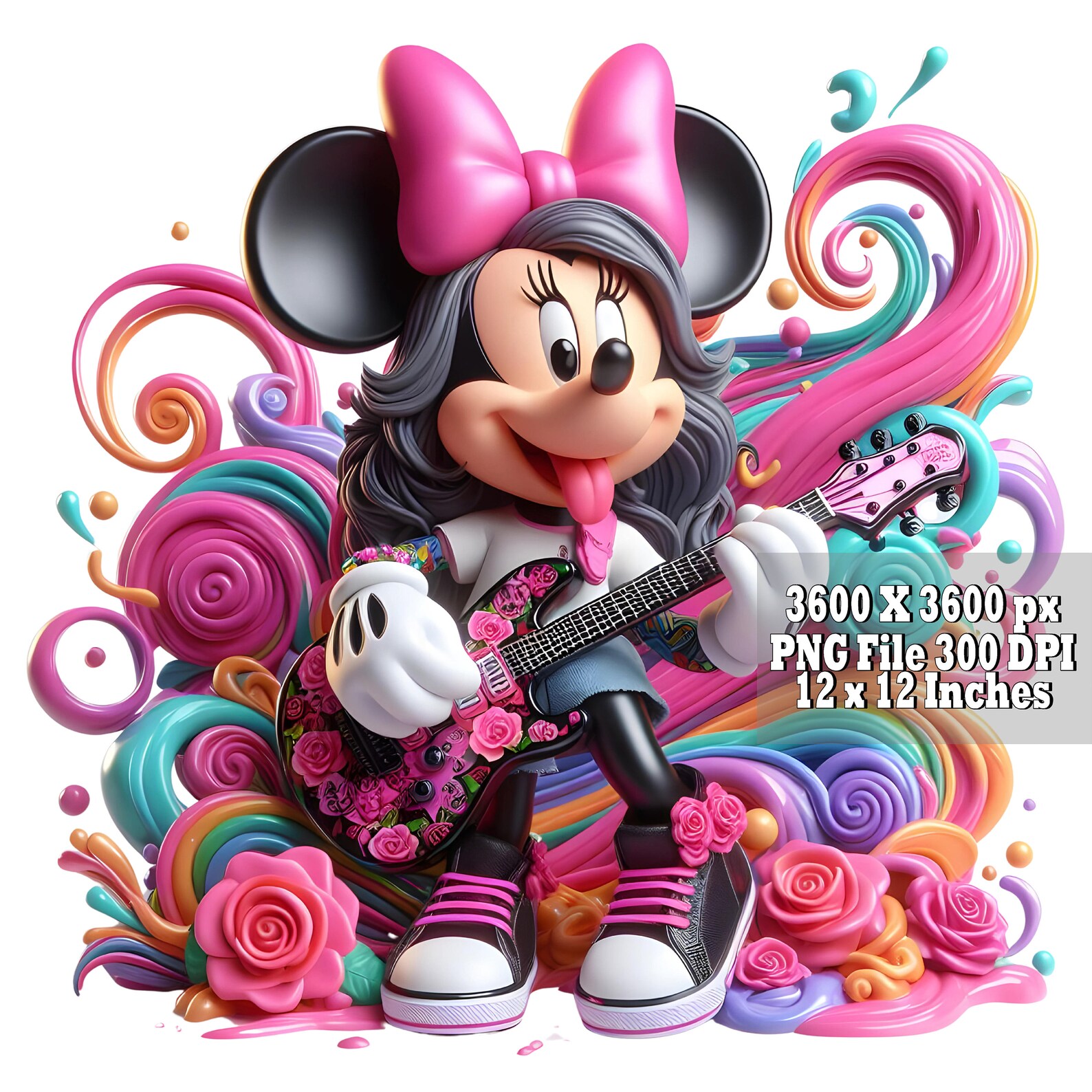 PNG Minnie Mouse Music Design, Electric Guitar Png, Skull Tattoo Png ...