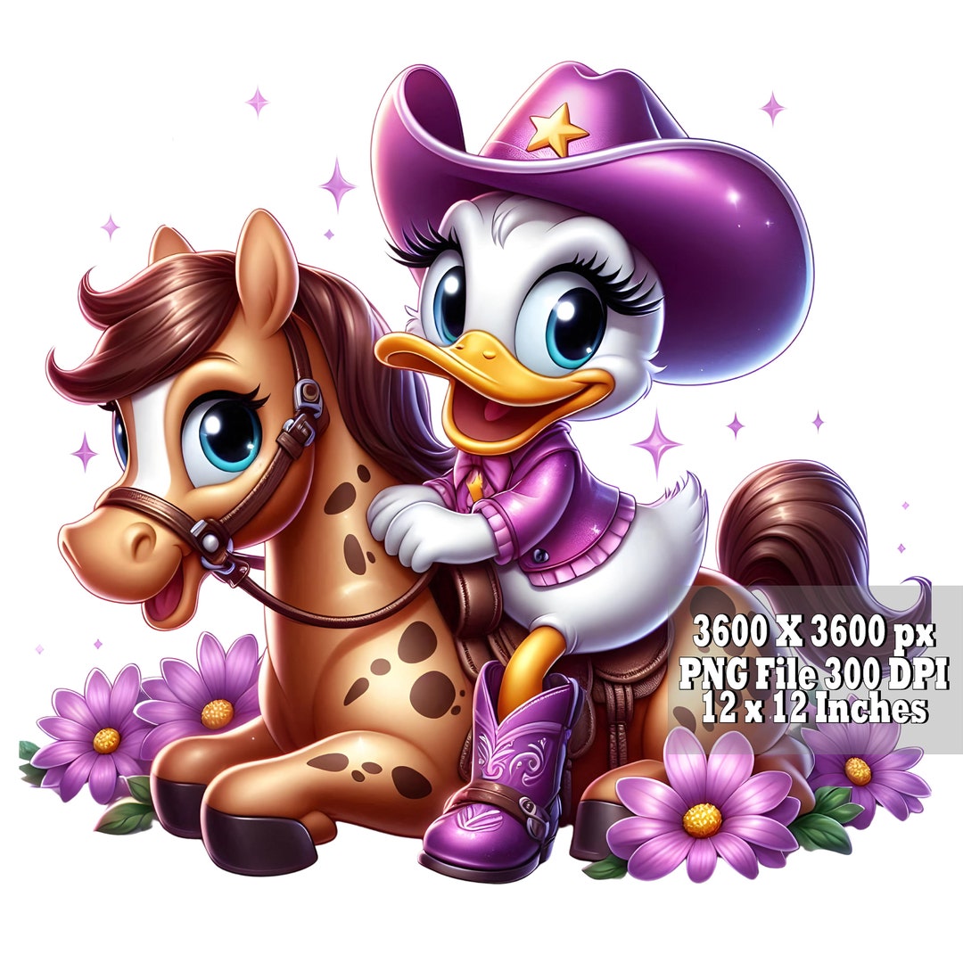 PNG Daisy Duck Design, Horseback Ride Png, Daisy Duck Cowgirl Png ...