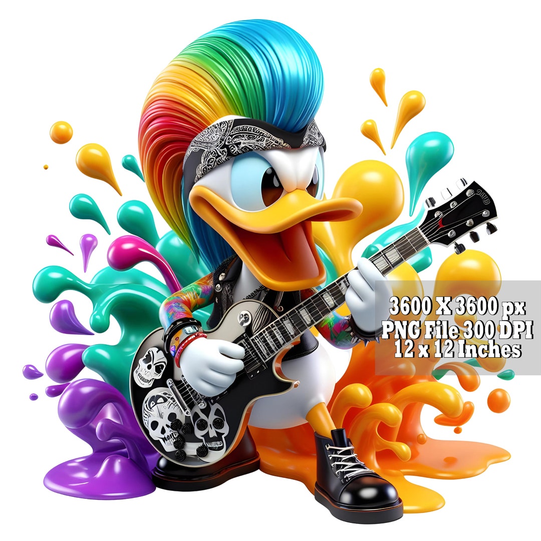 PNG Donald Duck Design, Electric Guitar Player Png, Rock N Roll Donald ...