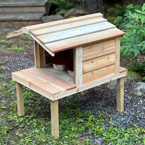 Outdoor Cat Feeding Station: Elevated Platform, Extended Roof - Etsy