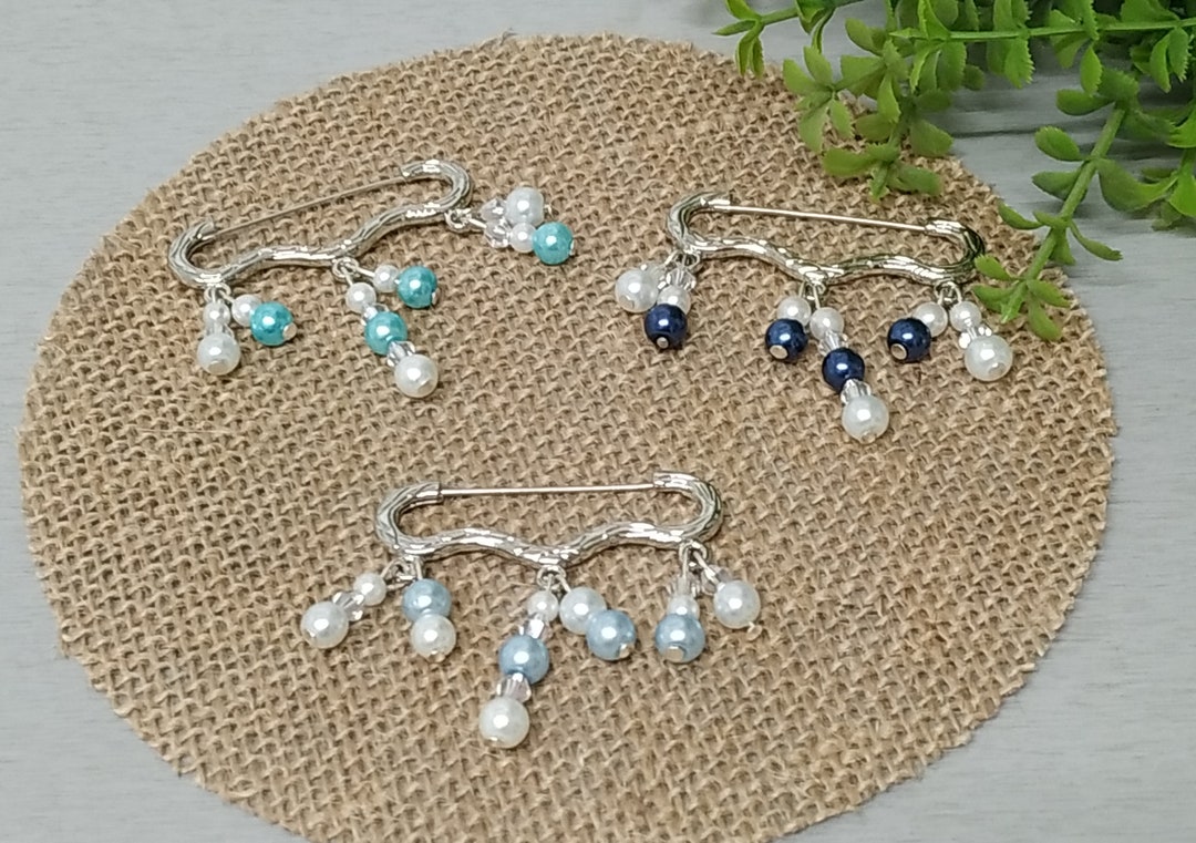 Brooch, Drag, Hangs Drag, Wedding Train Ties, Bride, Light Blue Pearls ...