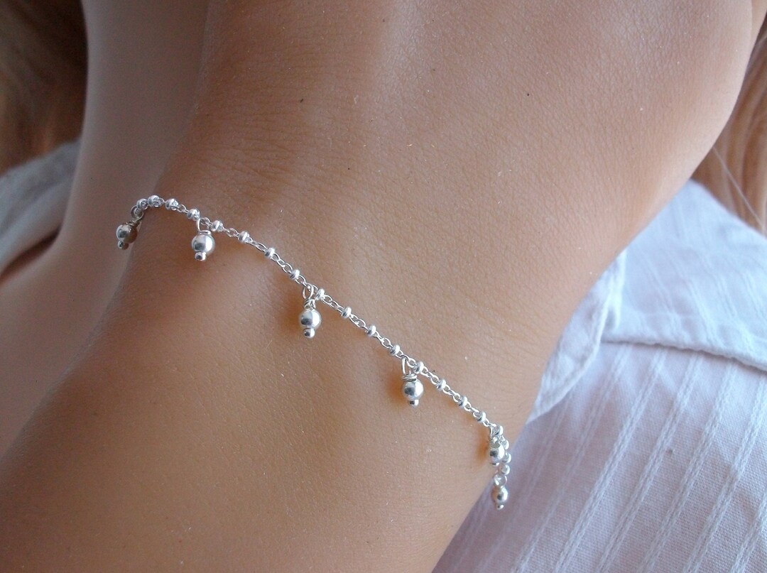 Bracelet petites perles Argent, Pampilles sur chaîne maille boule, Idée ...