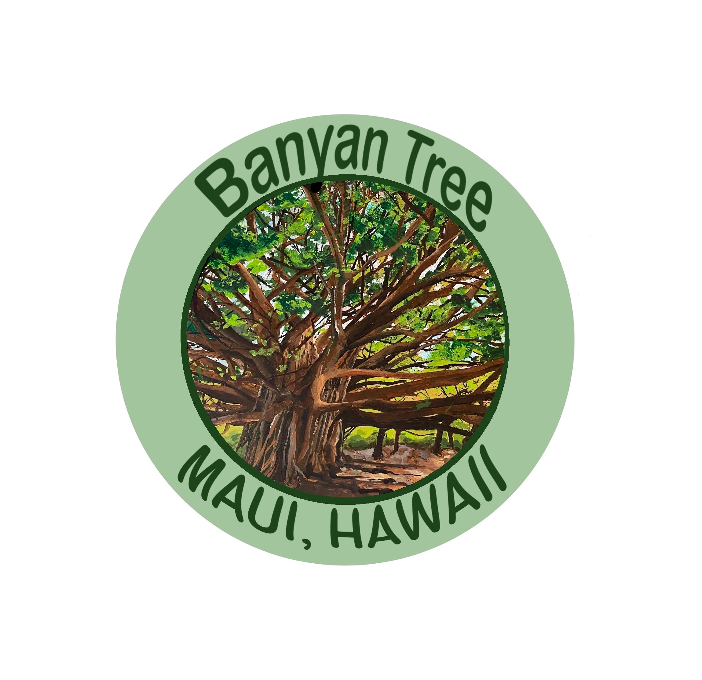 3”x3” Banyan Tree Sticker in Maui, Hawaii. Scratch Resistant and ...