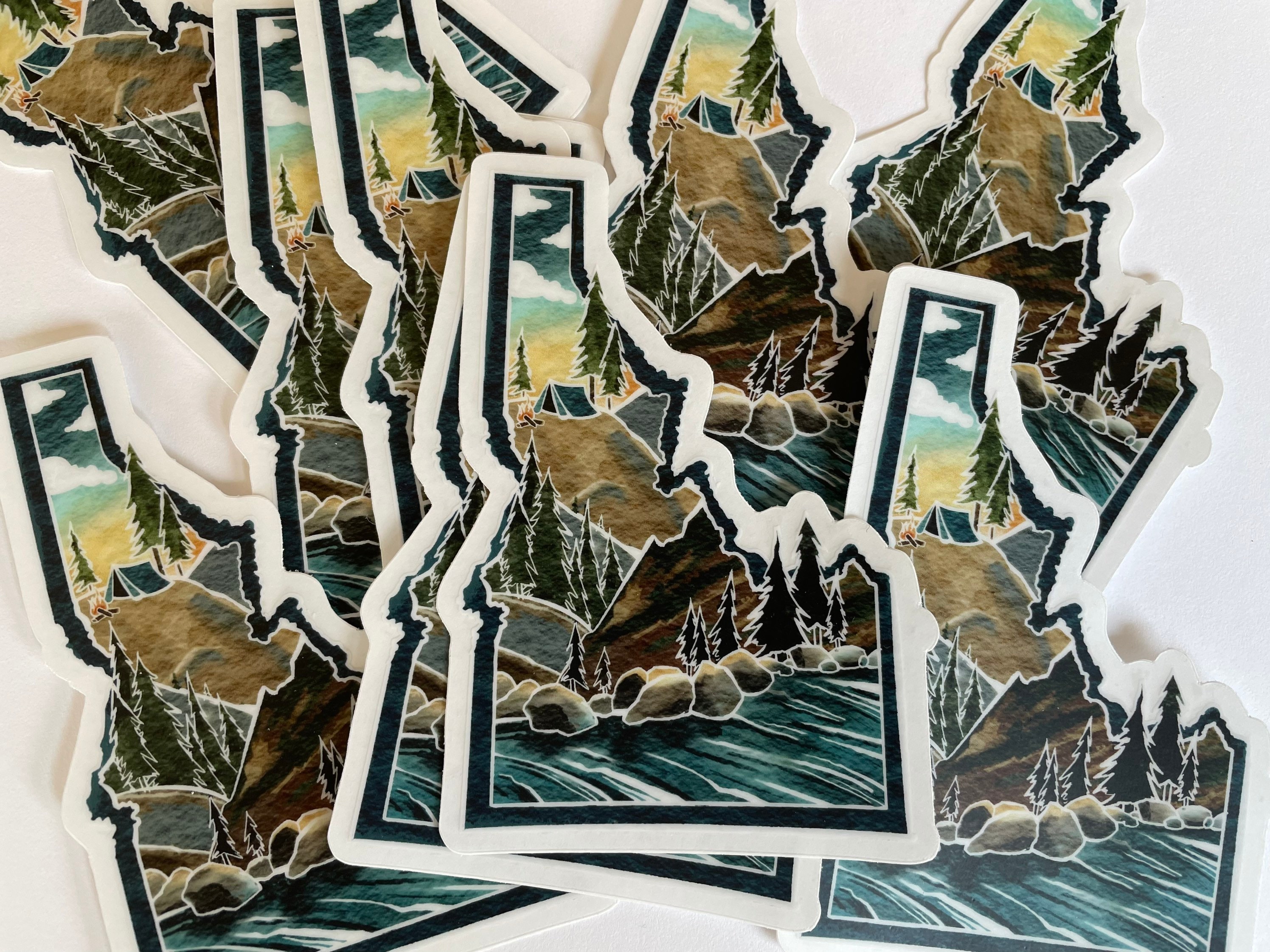 Hand Drawn! Idaho Scenery Vinyl Sticker - 4x2.25in Waterproof and ...